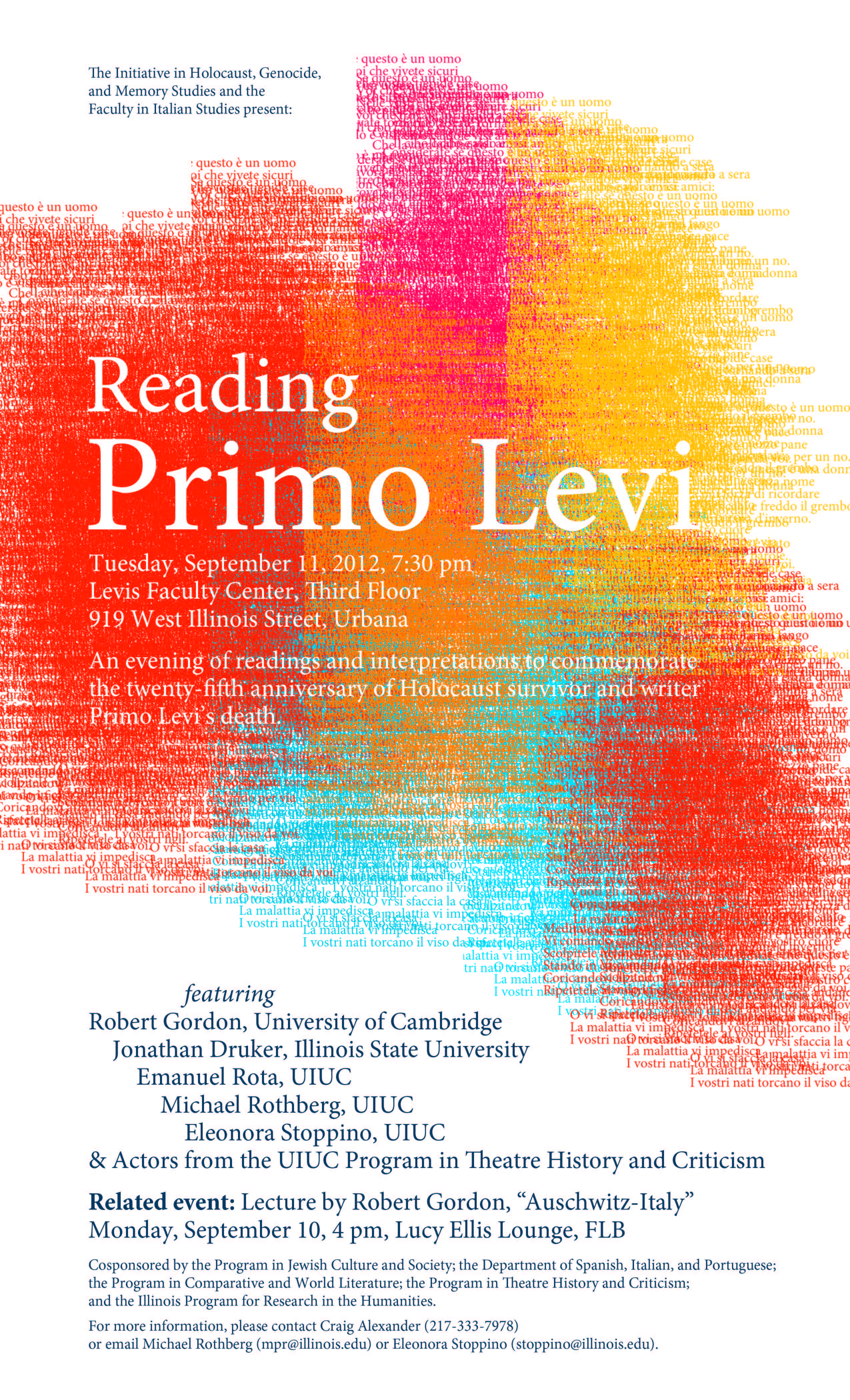 Reading Primo Levi | The Program in Jewish Culture & Society | Illinois